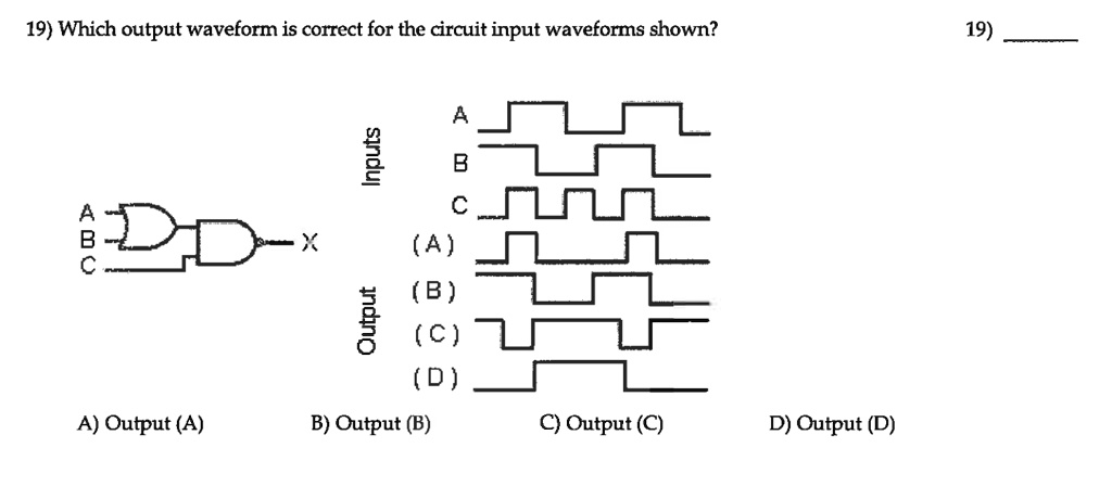 Solved 19 Which Output Waveform Is Correct For The Circuit Input Waveforms Shown 19 A B C