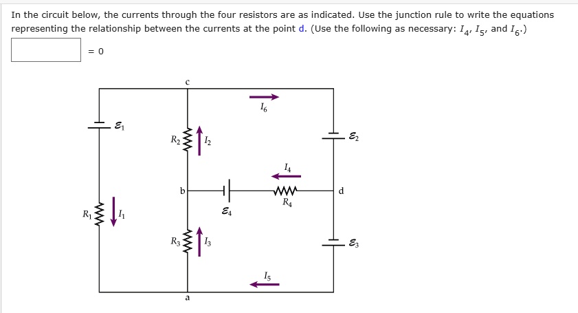 SOLVED: In the circuit below, the currents through the four resistors ...