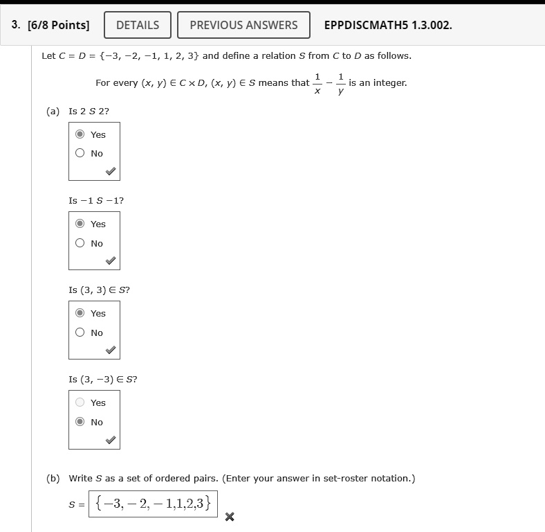68 points details previous answers eppdiscmaths 13002 let c d 3 2 1 1 2 3 and define relation ...