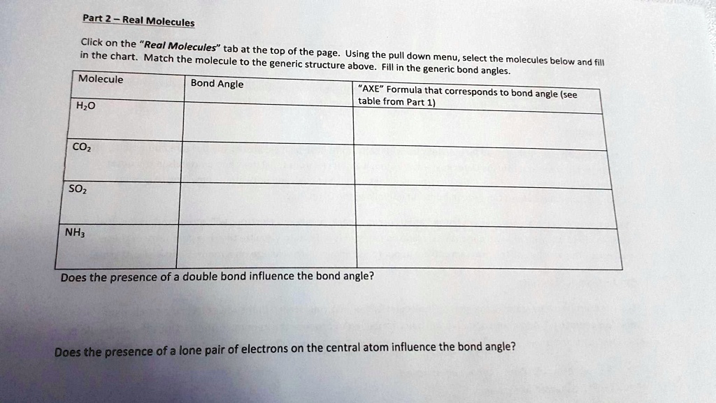 SOLVED: Part 2 = Real Molecules Click on the Real Molecules" tab at the ...