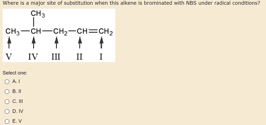 SOLVED:Where is a major site of substitution when this alkene is ...
