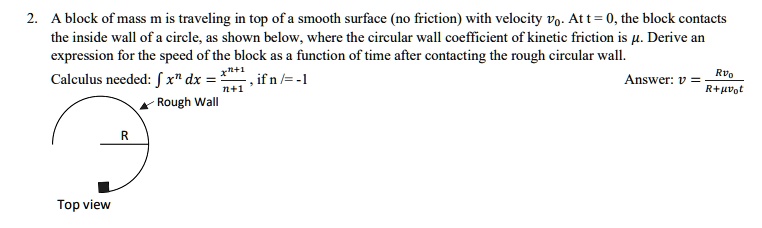 SOLVED: A block of mass m is traveling in top of a smooth surface (no friction) with velocity Vo ...