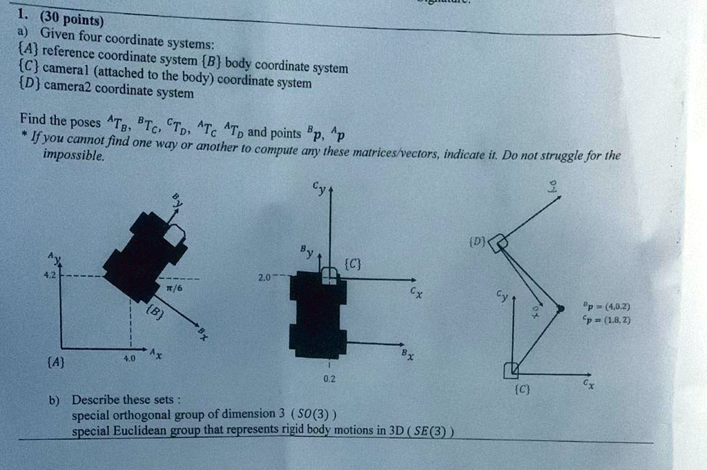 1 30 Points A Given Four Coordinate Systems A Reference Coordinate System B Body Coordinate