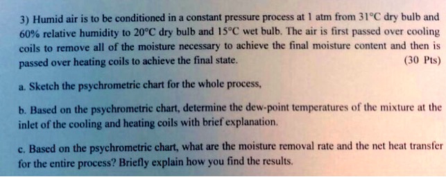 SOLVED: 3. Humid air is to be conditioned in a constant pressure ...