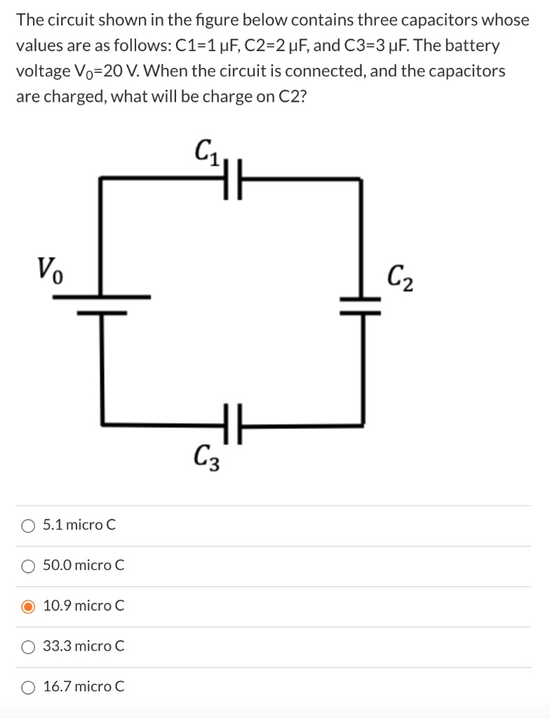 SOLVED: The circuit shown in the figure below contains three capacitors whose values are as ...