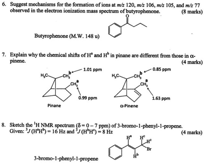 SOLVED: Suggest mechanisms for the formation of ions at m/z 120, m/z ...