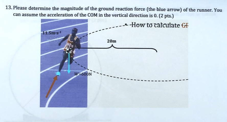 SOLVED: 13.Please determine the magnitude of the ground reaction force ...