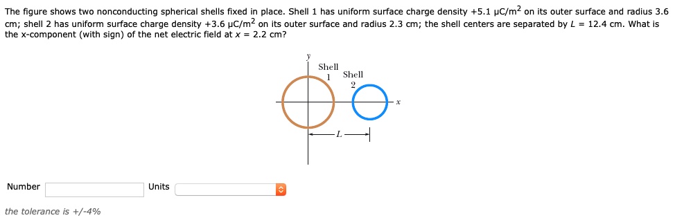 The figure shows two nonconducting spherical shells fixed in place ...