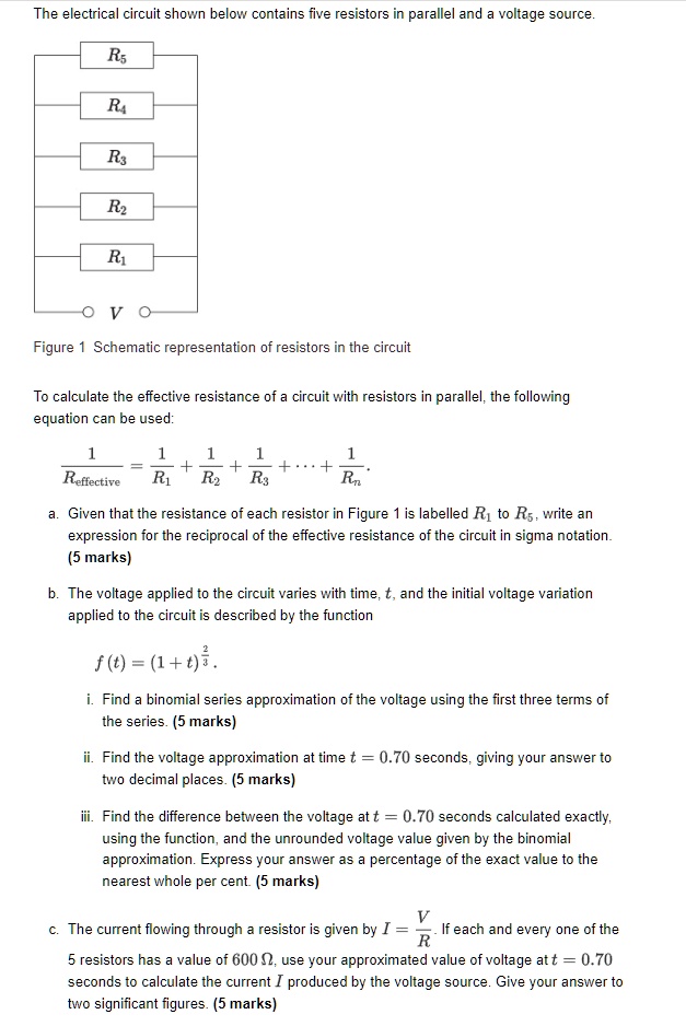 SOLVED: The electrical circuit shown below contains five resistors in ...
