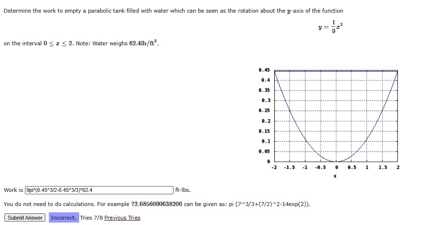 determine tne work to empty parabolic tank filled with water which can ...