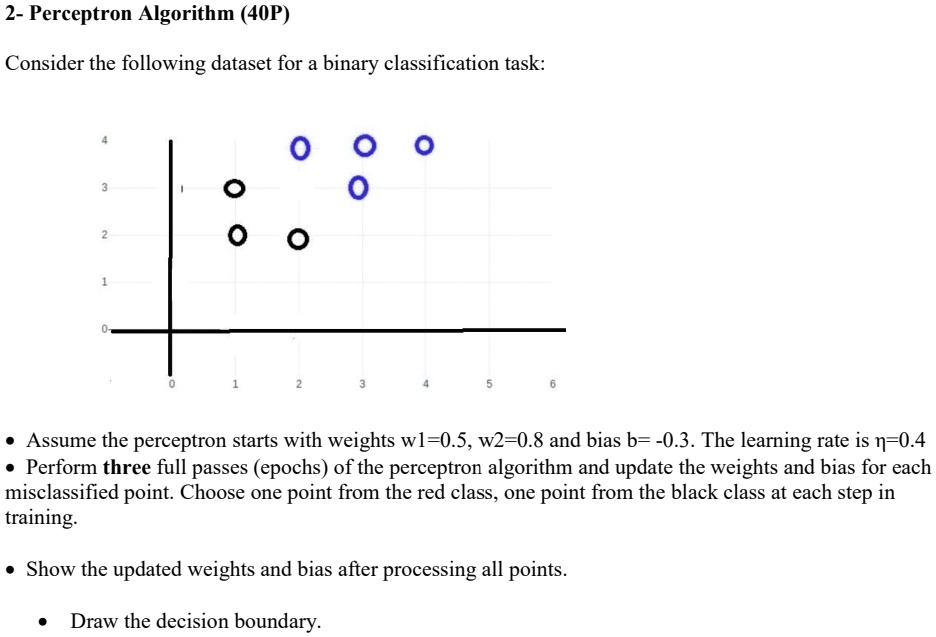 2 perceptron algorithm 40p consider the following dataset for a binary ... 2 perceptron algorithm 40p consider the following dataset for a binary ...