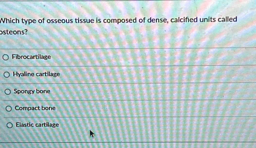 Which type of osseous tissue is composed of dense, calcified units ...