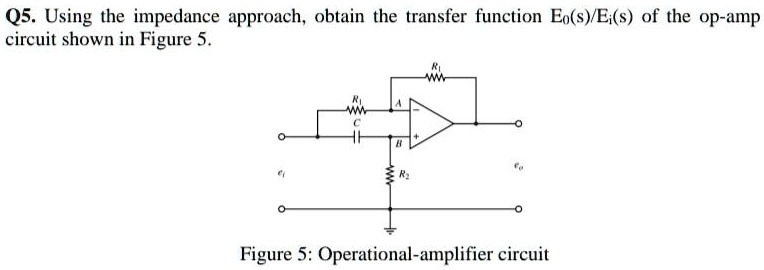 SOLVED: Q5. Using the impedance approach, obtain the transfer function Eo(s)/Ei(s) of the Op-amp ...