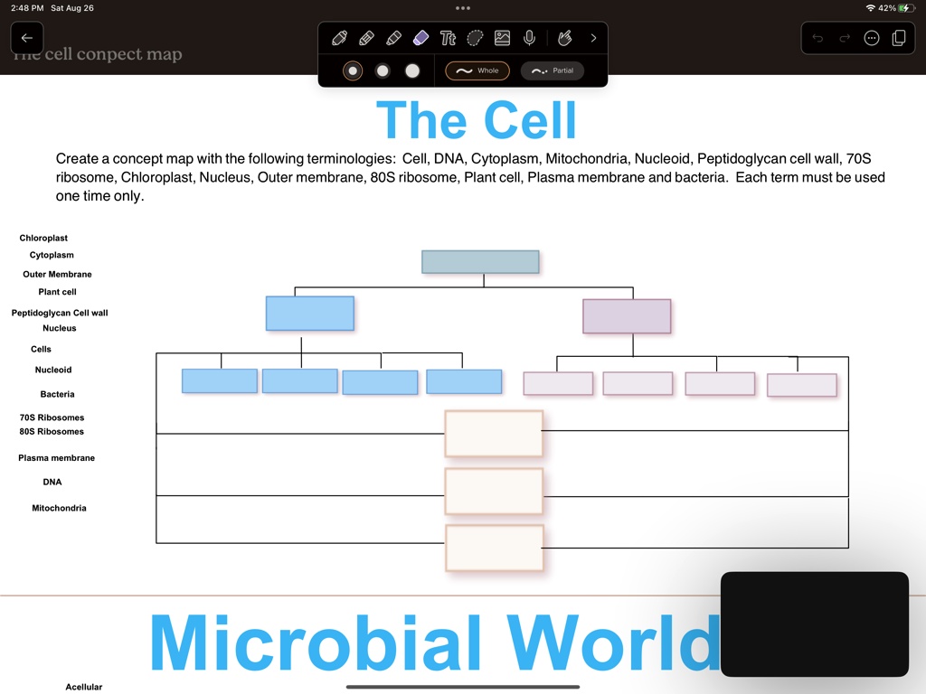 SOLVED: I need help filling out this cell concept map. 2:48 PM Sat Aug ...