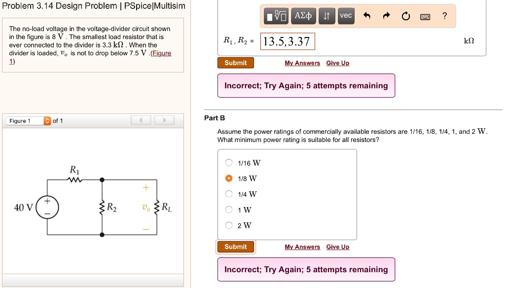 problem 314 design problem pspicemultisim az vec the no load voltage in ...