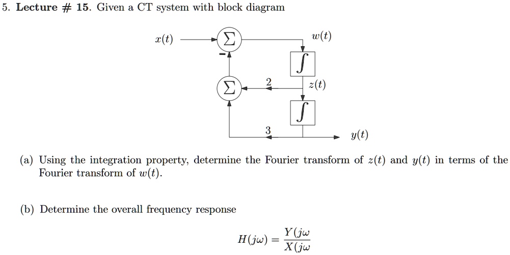 5. Lecture # 15. Given a CT system with block diagram x(t) ? w(t) 2 ? 2 ...