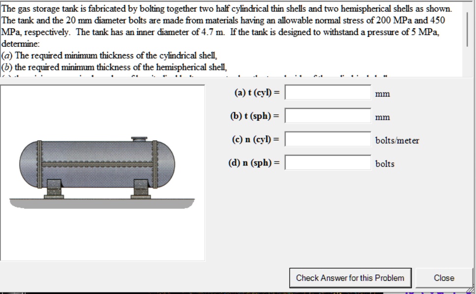 SOLVED: The required minimum thickness of the cylindrical shell, the ...