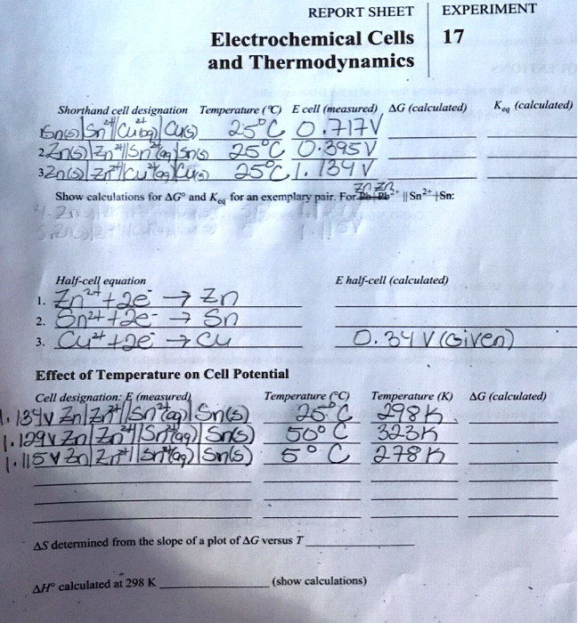 Solved Report Sheet Experiment Electrochemical Cells - vrogue.co Solved Report Sheet Experiment Electrochemical Cells - vrogue.co