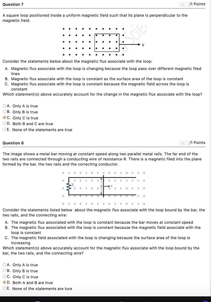 SOLVED: Question Points square loop positioned inside uniform magnetic field such that its plane ...