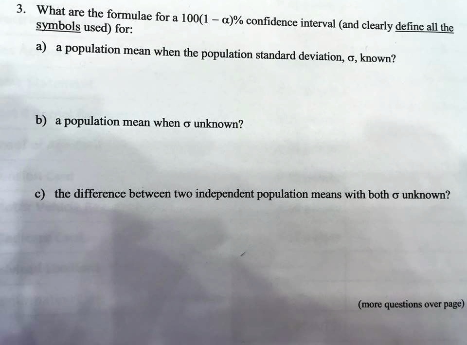 3 what are the formulae for 1001 symbols used for a confidence interval ...