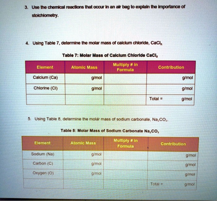 SOLVED: Use the chemical reactions thal ocur In an air bag to explaln ...