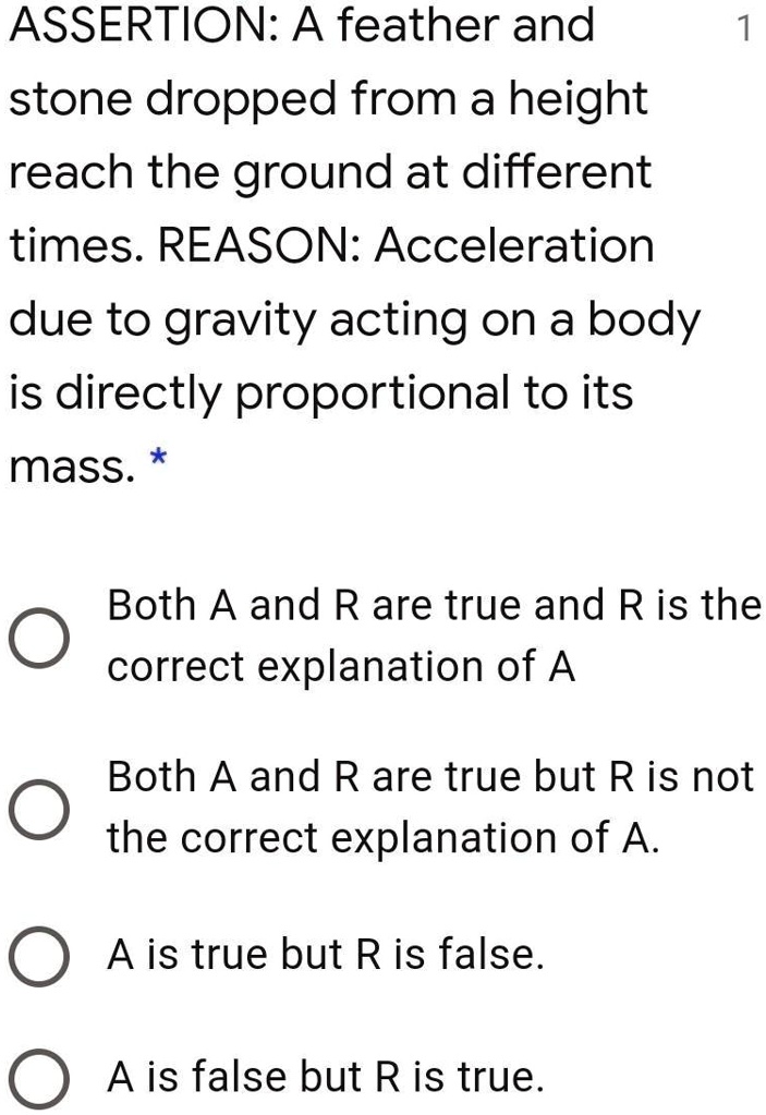 Solved Pls Select The Correct Option Assertion A Feather And Stone
