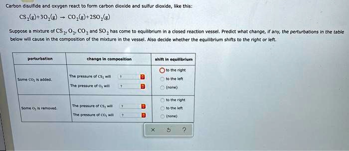 SOLVED:Carbon disulfide and oxygen react to fonm carbon dioxide and ...