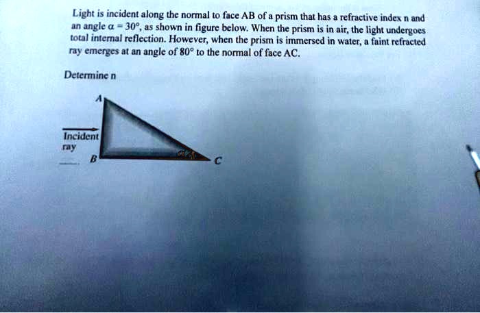 SOLVED: Texts: Light is incident along the normal to face AB of a prism ...