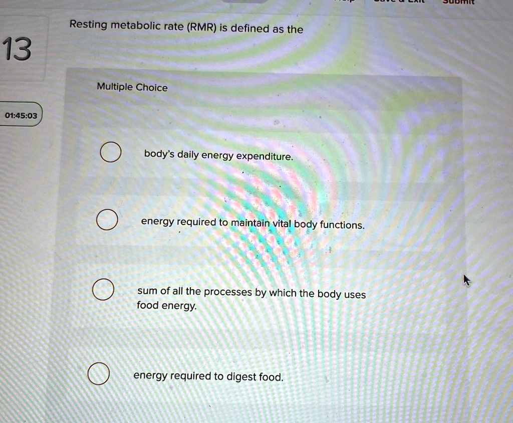 resting metabolic rate rmr is defined as the multiple choice bodys ...