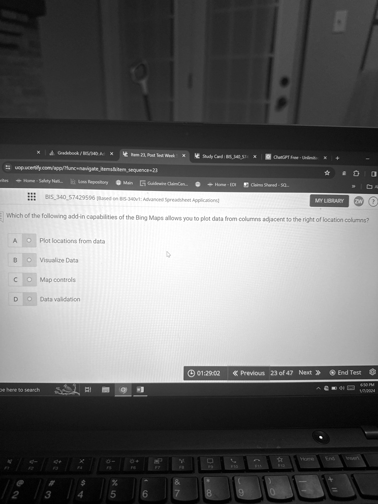 SOLVED: Which of the following add-in capabilities of the Bing Maps allows you to plot data from ...
