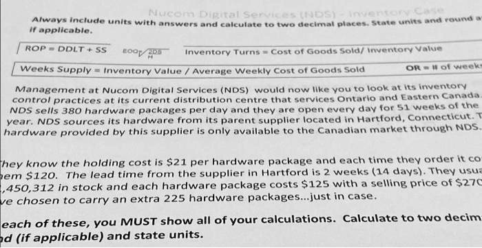 Nucom Digital Services (NDS) - Inventory Case Always include units with ...