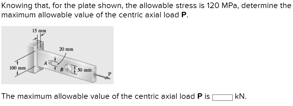 SOLVED: Knowing that, for the plate shown, the allowable stress is 120 MPa, determine the ...