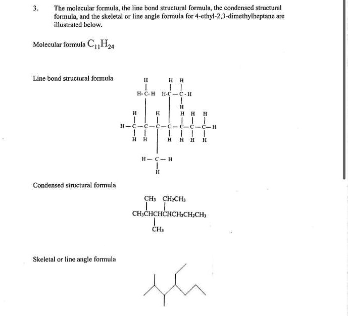 SOLVED: The molecular formula, the line bond structural formula, the ...