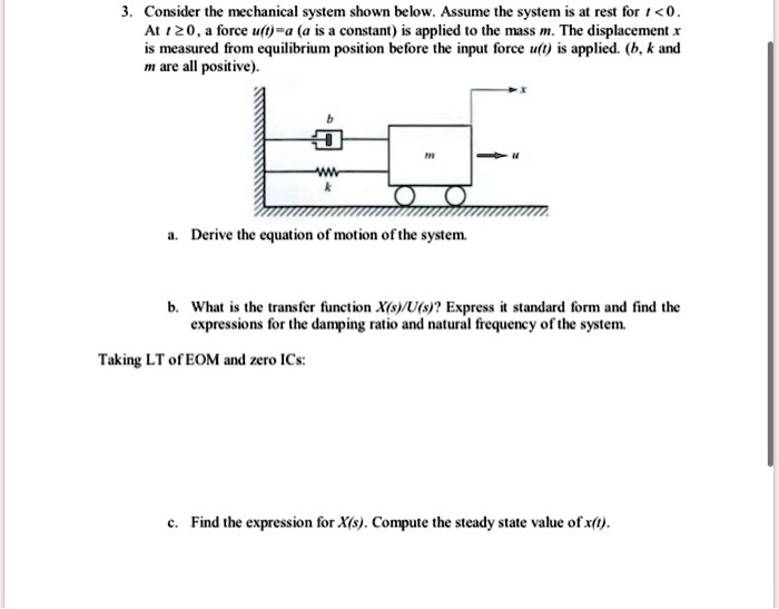 SOLVED: 3. Consider the mechanical system shown below.Assume the system ... SOLVED: 3. Consider the mechanical system shown below.Assume the system ...