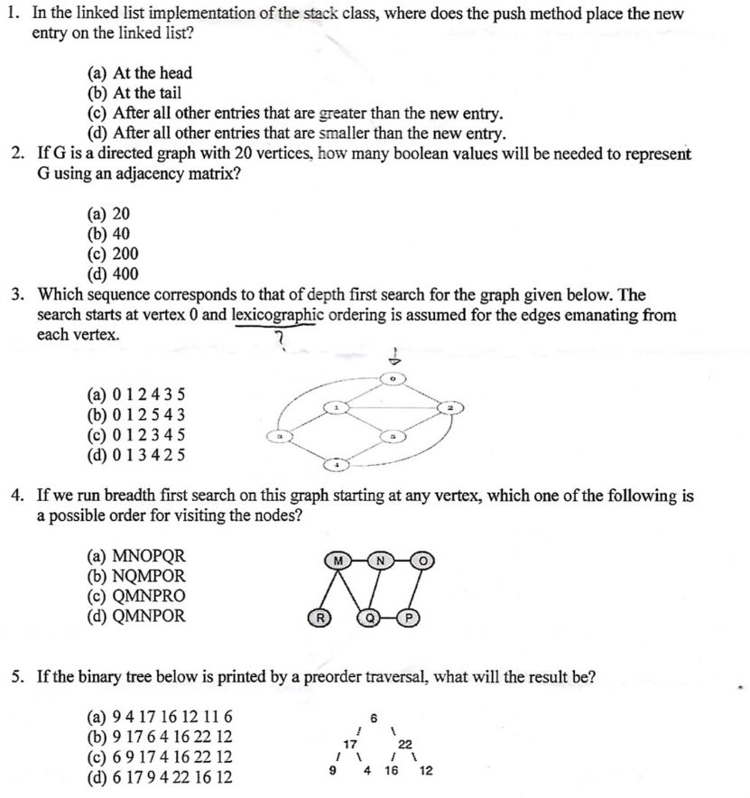 1 In The Linked List Implementation Of The Stack Class Where Does The Push Method Place The 4995