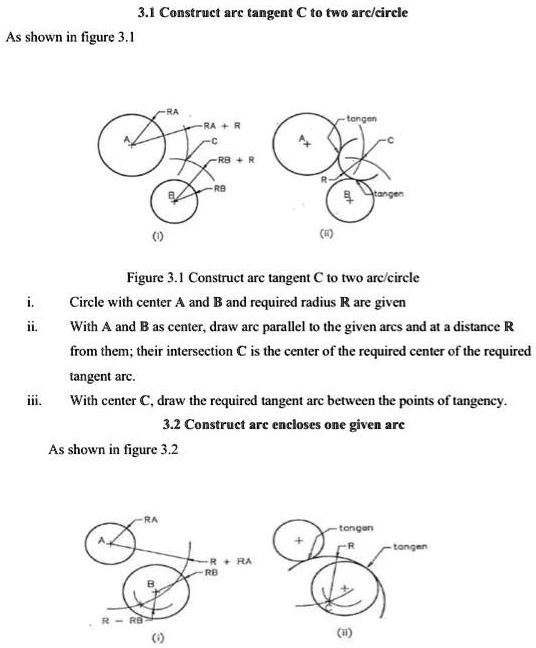 SOLVED: 3.1 Construct arc tangent to two arc circles. As shown in Figure 3.1, circle with center ...