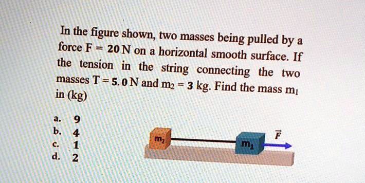 SOLVED: In the figure shown; two masses being pulled by a force F 20 N on a horizontal the ...
