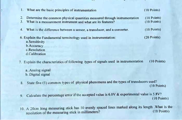 SOLVED: What are the basic principles of instrumentation? 10 Points ...