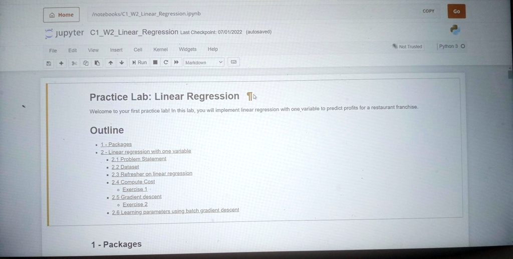 Stanford And Deeplearningai Machine Learning Week 2 Practice Labjupyter Linear Regression Home 
