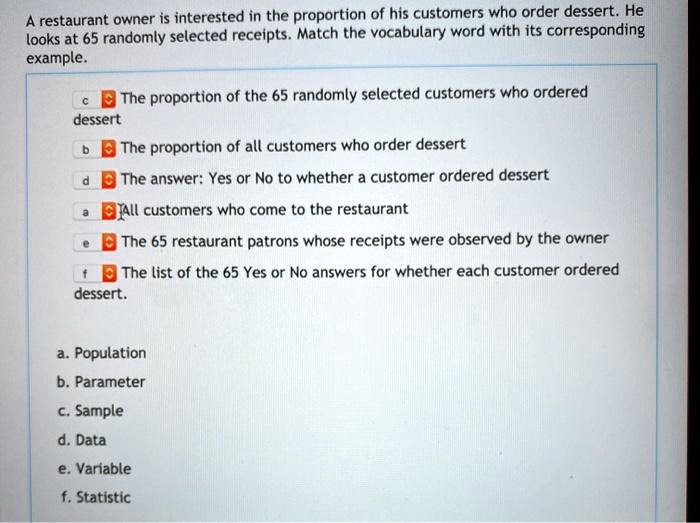 a restaurant owner is interested in the proportion of his customers who ...