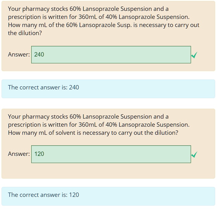 SOLVED: Your pharmacy stocks 60% Lansoprazole Suspension and a ...