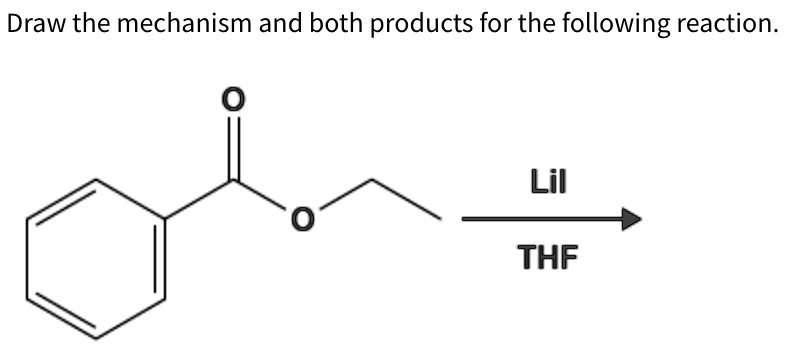 Draw the mechanism and both products for the following reaction.