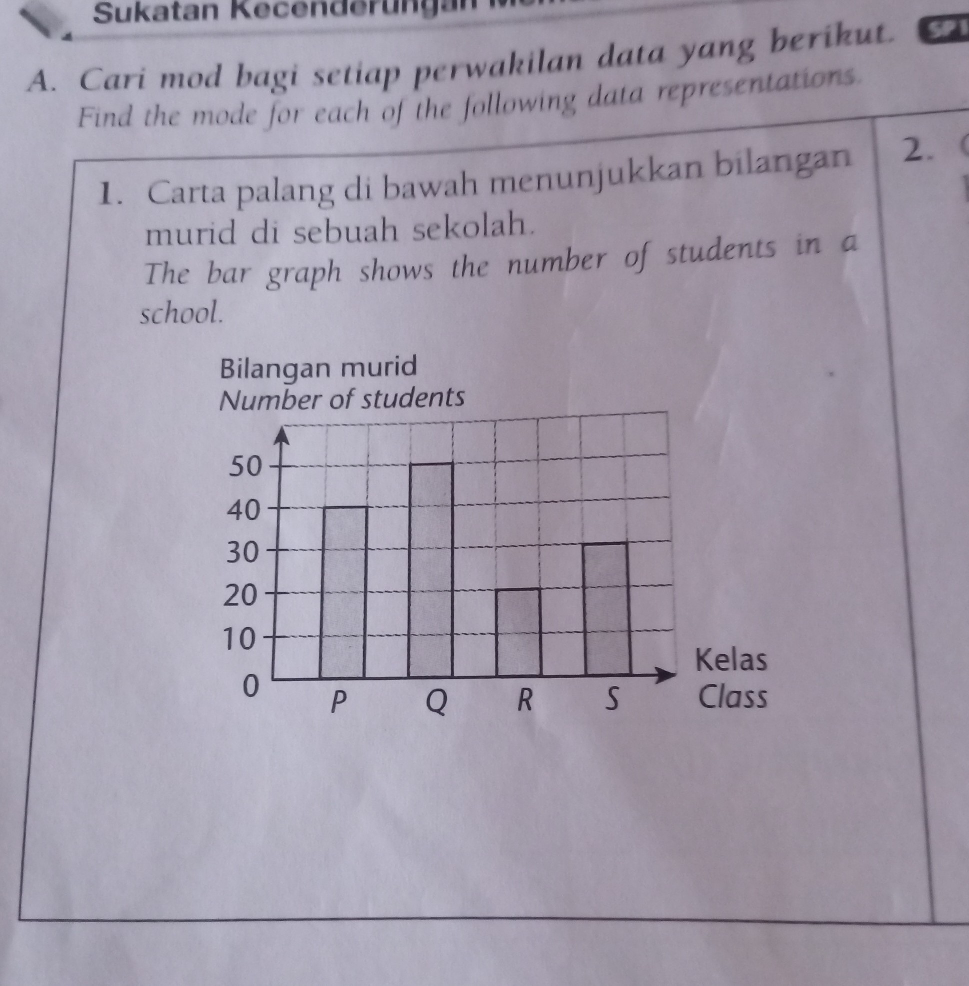 SOLVED: A. Cari mod bagi setiap perwakilan data yang berikut. Find the ...
