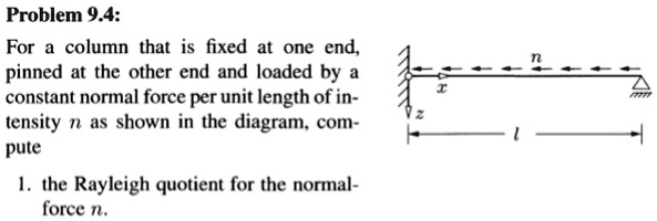 SOLVED: Problem 9.4: For a column that is fixed at one end pinned at the other end and loaded by ...