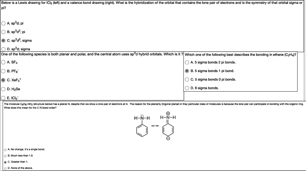 SOLVED:Below Lewis drawing for ICls (left) and valence bona drawing ...