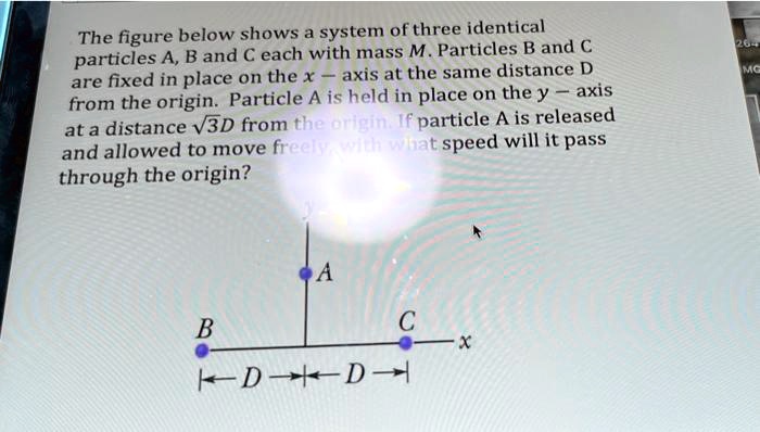 The figure below shows a system of three identical particles A, B and C ...