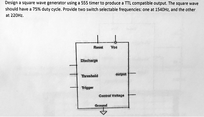 Design a square wave generator using a 555 timer to produce a TTL ...
