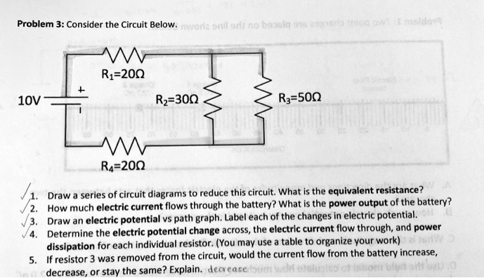 SOLVED: Problem 3: Consider the Circuit Below: R1-20n Rz-30Q 10V Ry-50n ...