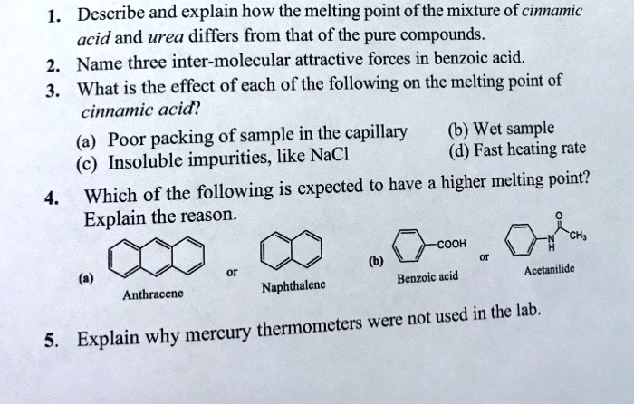 SOLVED: Describe and explain how the melting point of the mixture of ...