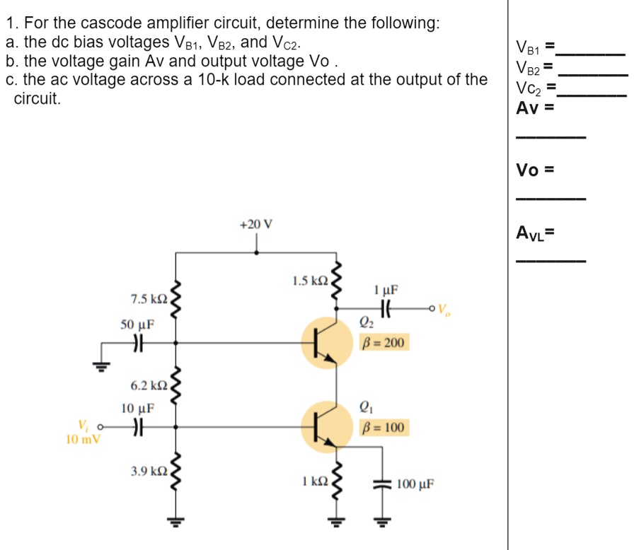 VIDEO solution: For the cascode amplifier circuit, determine the following: a. the dc bias ...
